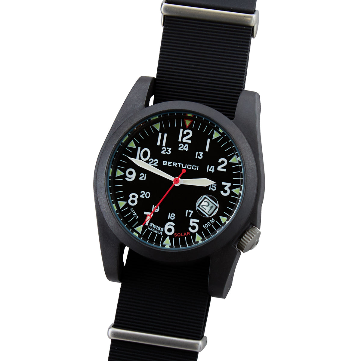 #13803 A-3PS Solar Field Italia - Black w/ Black G10 NATO Italian Rubb ...