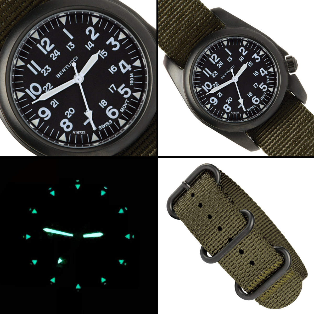 #11510 A-2S Vintage™ - Black dial, Defender Olive™ Nylon Band ...